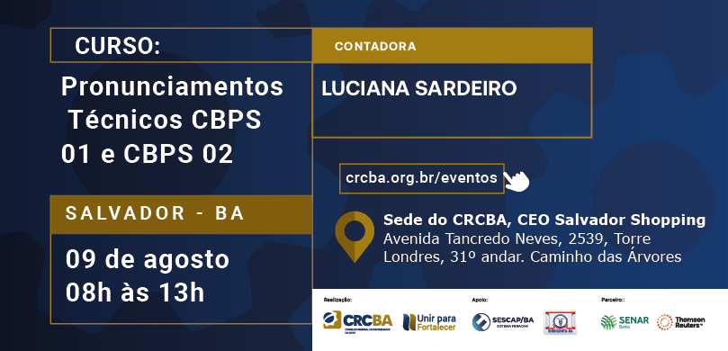 Curso Pronunciamentos Técnicos CBPS 01 e CBPS 02 | CRCBA